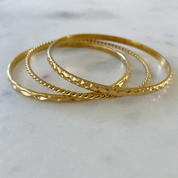 Gouden Bangles stainless steel set van 3 – Beadies