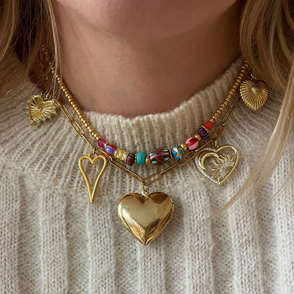 Charm necklace Golden hearts | BEADIES – Beadies
