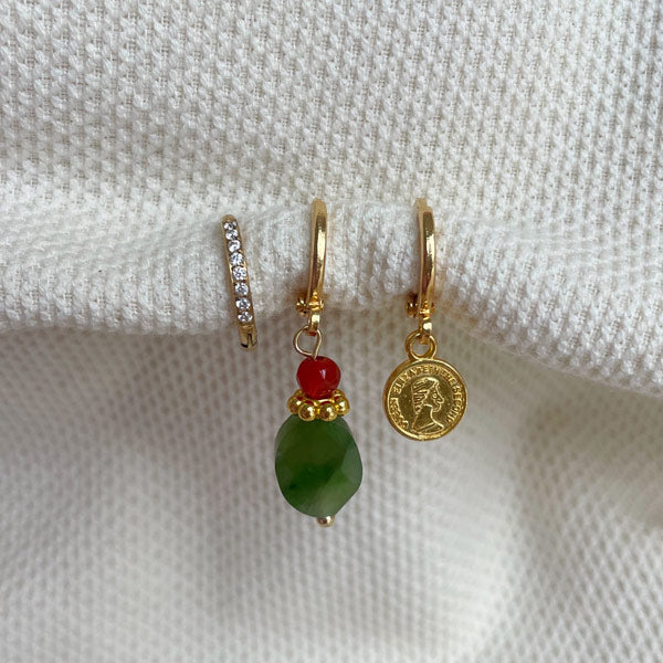 Earparty set van 3 Green Aventurine | BEADIES – Beadies