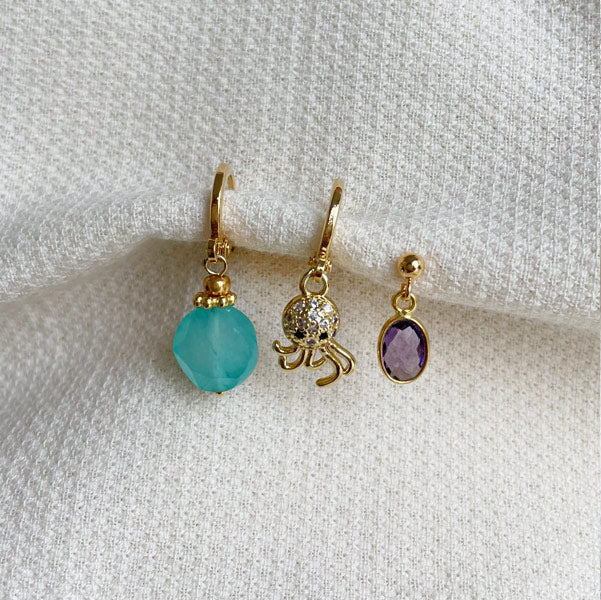 Earparty set of 3 Octopus Amethyst – Beadies