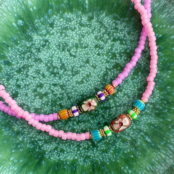 Necklace Pink Flower gold | BEADIES – Beadies