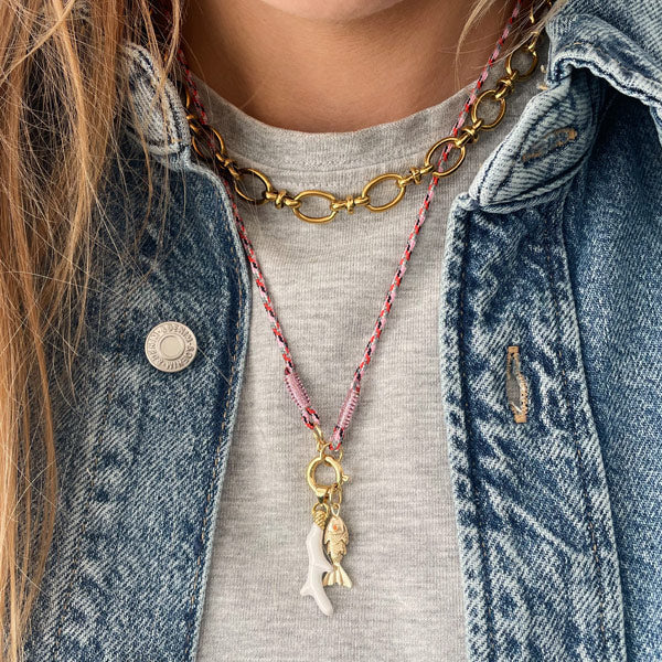 Ketting Koord Roze rood Vis & Koraaltakje | BEADIES – Beadies