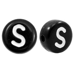 Letter bead Round black S – Beadies